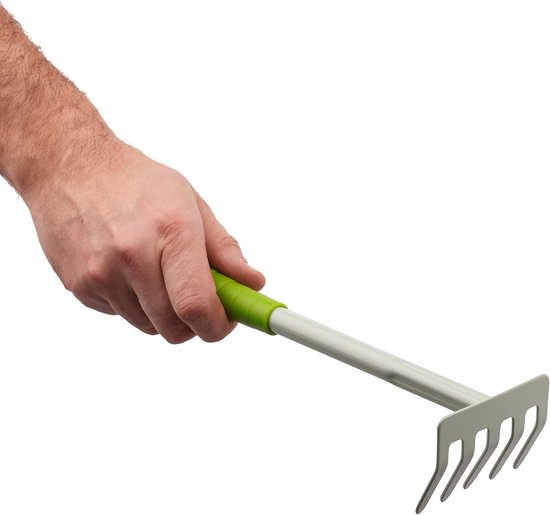 Bloemenhark van staal met 5 tanden voor tuinverzorging, kleine hark ...