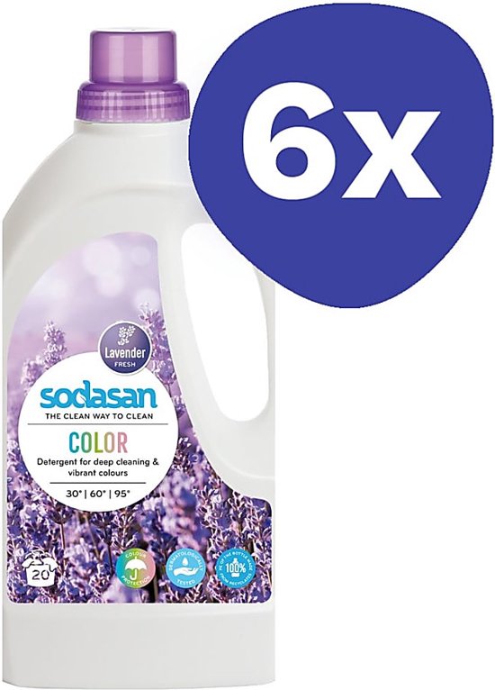 Sodasan Vloeibaar Wasmiddel Gekleurde Was Lavendel (6x 1,5L) | bol