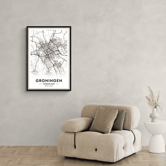 Groningen Poster - Wit - Groningen Map - Kaart van Groningen - Stad ...