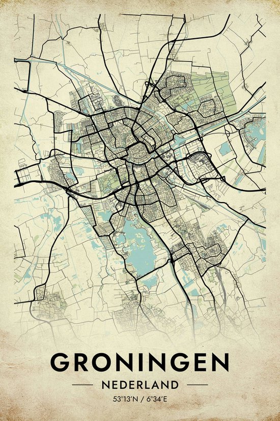 Groningen Poster | Vintage Poster | Groningen Map Poster | Kaart van ...