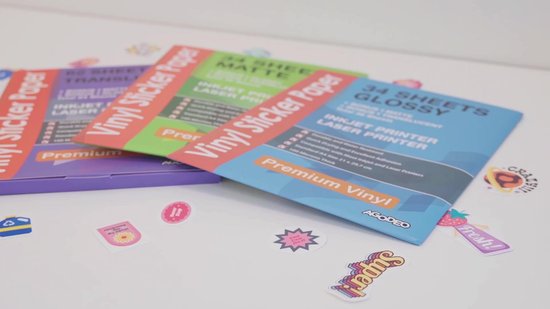 AgoDeo Matte Vinyl Stickerpapier A4 - Waterbestendig, sneldrogend - 34 ...
