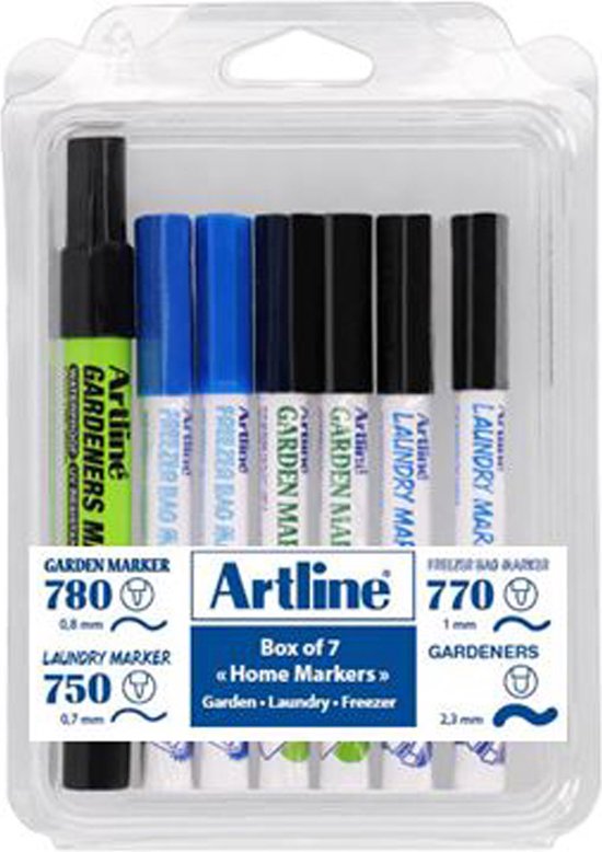 ARTLINE Home Markers Kit - 7 stuks - Voor Textiel, Tuin of Diepvries ...
