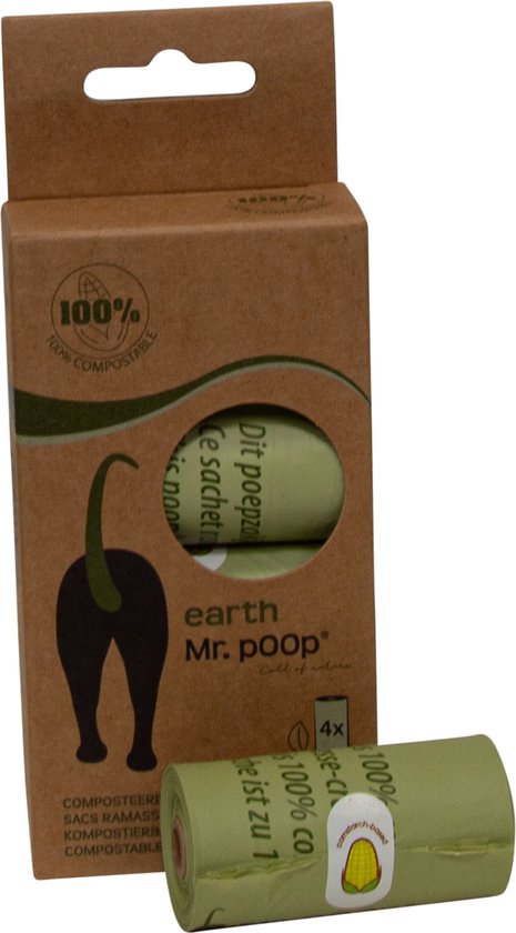 Mr. Poop - Poepzakjes & -houders - Mr.poop Earth Navulling 4 Rollen ...