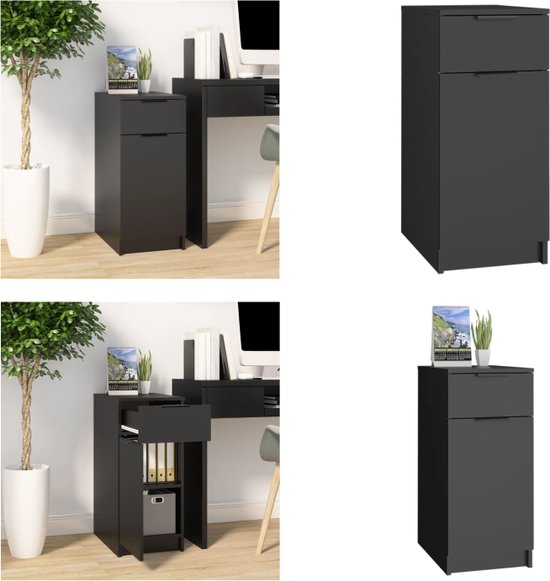 vidaXL Bureaukast 33-5x50x75 cm bewerkt hout zwart - Opberg Kast ...