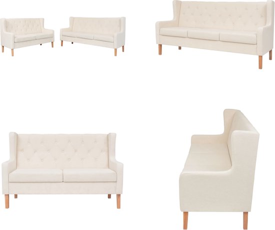 vidaXL Bankstel 3+2 stof crèmewit 2-delig - Bankstel - Bankstellen ...