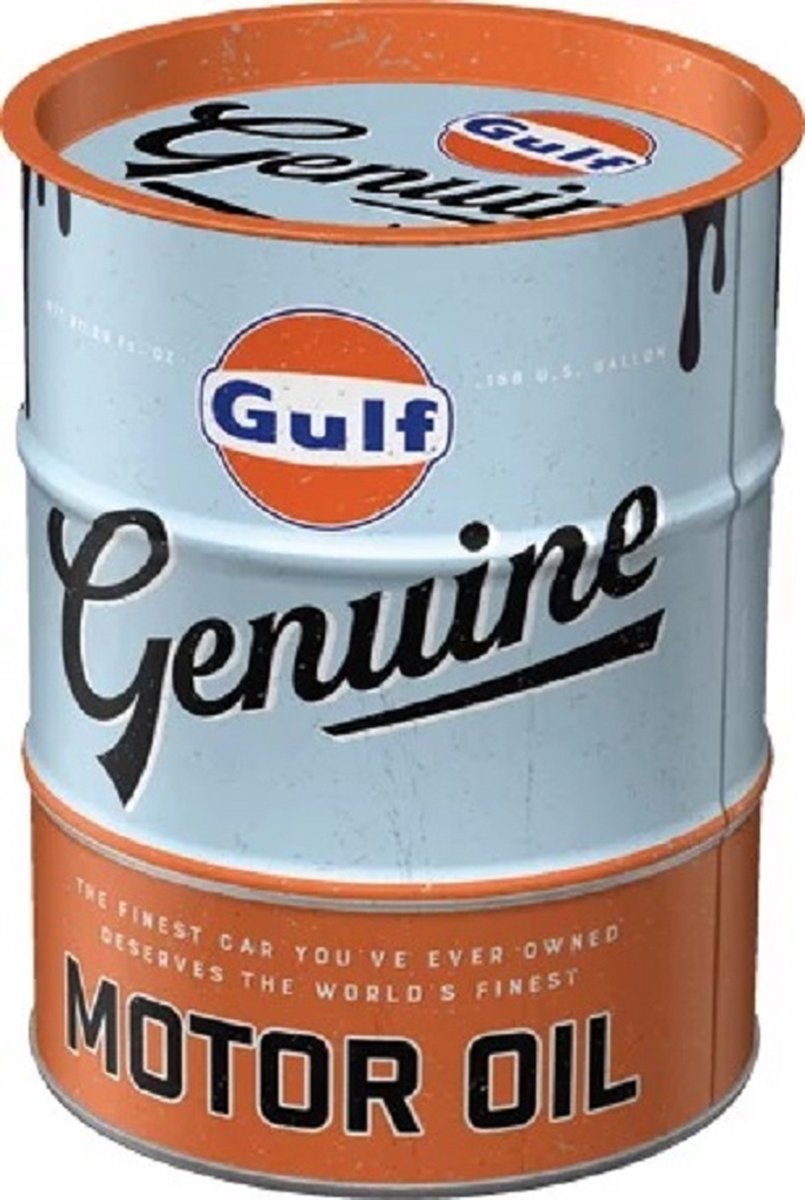Gulf Genuine Motor Oil. Money Box Oil Barrel . Spaarpot. | bol