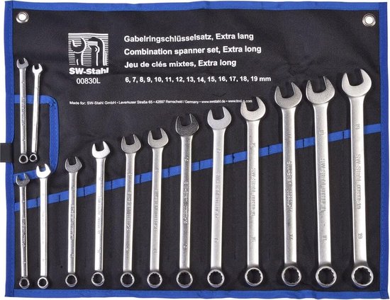 SW-Stahl 00830L ringsteeksleutelset 6-19 mm, 14-delig extra lang I ...