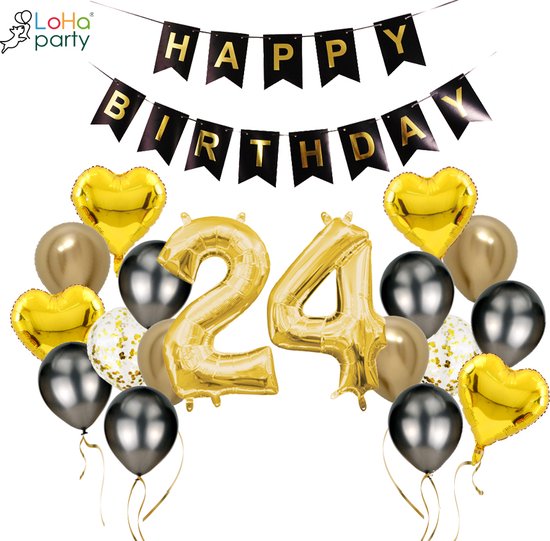 Loha-party®Folie ballon cijfer 24 -XXL cijfer 2 en XXL cijfer 4-Gouden ...