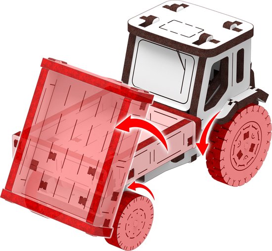 Mr. Playwood Dump Tractor - 3D houten puzzel - Bouwpakket hout - DIY ...