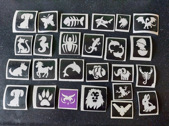 Glittertattoo sjablonen set dieren | bol Glittertattoo sjablonen set dieren | bol