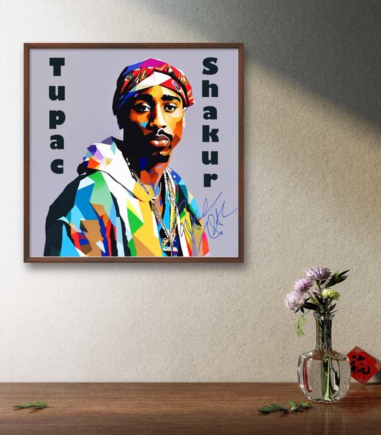 tupac shakur poster met gedrukte handtekening | tupac shakur rap hiphop ...