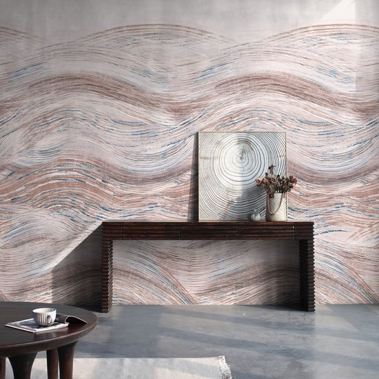 WallHaus - Modern Behang Ocean Brush - Vliesbehang - Beige | bol