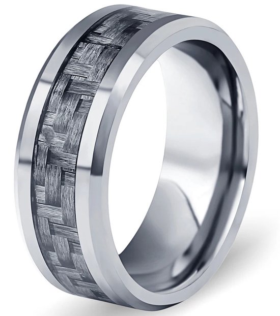 Wolfraam Ring Heren met Carbon Inleg - Tungsten Ring - Zeer Zwaar ...