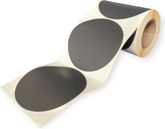 Krijtserie Etiketten/Stickers - Rol van 250 - Rond 97 mm - Mat Zwart ...