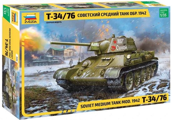 1:35 Zvezda 3686 Soviet Medium Tank T-34/76 mod. 1942 Plastic Modelbouwpakket | bol