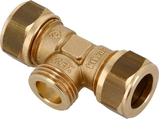 Bonfix Messing knelfitting T-koppeling 15 x 1/2 x 15 - knel x buitendraad (vlak) x knel | bol