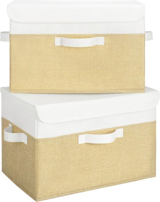 Opbergdozen met deksel, 2 stuks opbergdozen stof, opvouwbare organizer ...