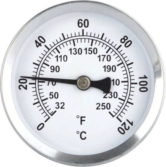 Eti Leiding Thermometer met Veerklem - RVS - 0-120 °C - Ø60 mm | bol