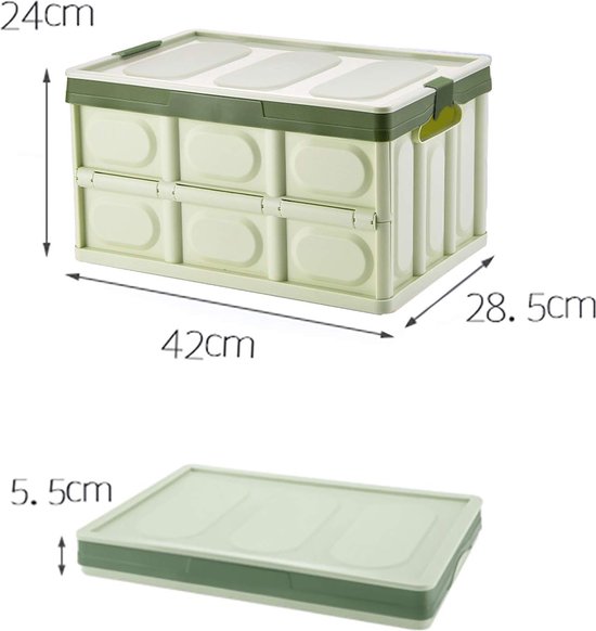 Set van 2 opvouwbare opbergdozen met deksel, kunststof, vouwbox ...