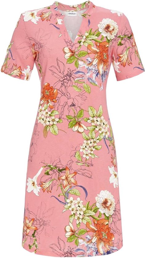 Roze Ringella nachthemd bloemen - Roze - Maat - 50 | bol