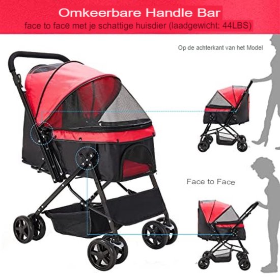 Hondenbuggy Inklapbare - Hondenbuggy All Terain - Zwart|Rood | bol