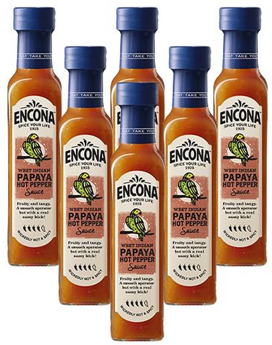 Encona - West Indian Papaya Hot Pepper Sauce - 6x 142ml | bol