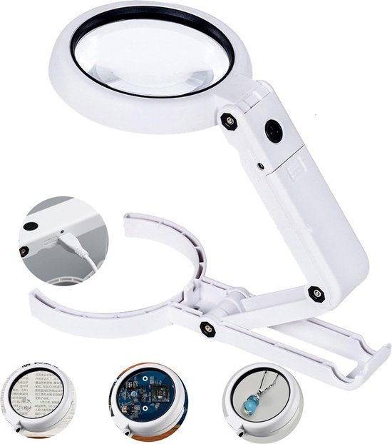 Opvouwbaar Vergrootglas met LED-verlichting - 5x Vergroting - Draagbaar ...