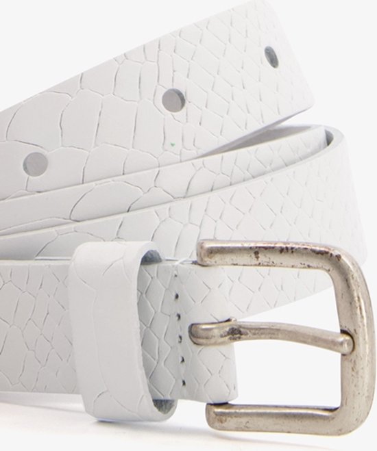 Leren dames riem wit met slangenprint - Maat 85 | bol