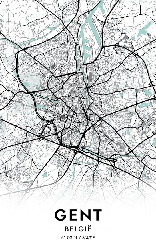 Gent Poster Blauw | Gent Map | Kaart van Gent | Stadposter | 61x91cm ...