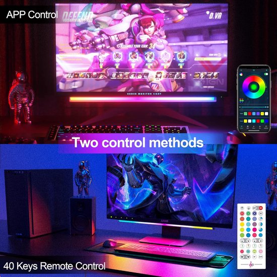 Gamingverlichting, LED-lichtbalk met afstandsbediening en APP-bediening ...