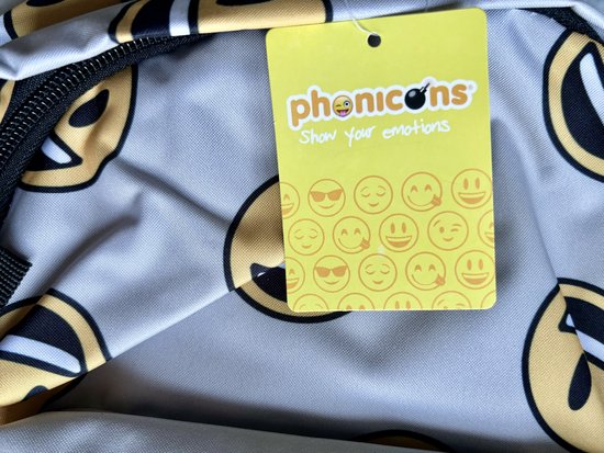 Smiley rugzak - kleine rugtas voor kinderen emoticon - grijs - geel ...