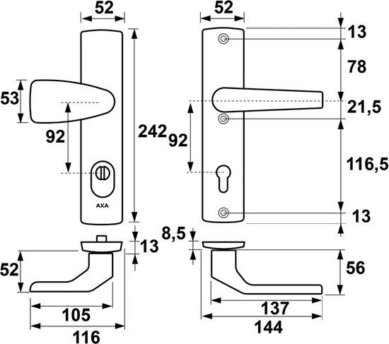 AXA Premium Veiligheidsbeslag Kerntrekbeveiliging Wing/Arrow Kn/Kr PC92 ...