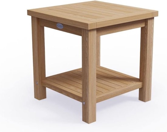 Side table with extra shelf, real teak | bol