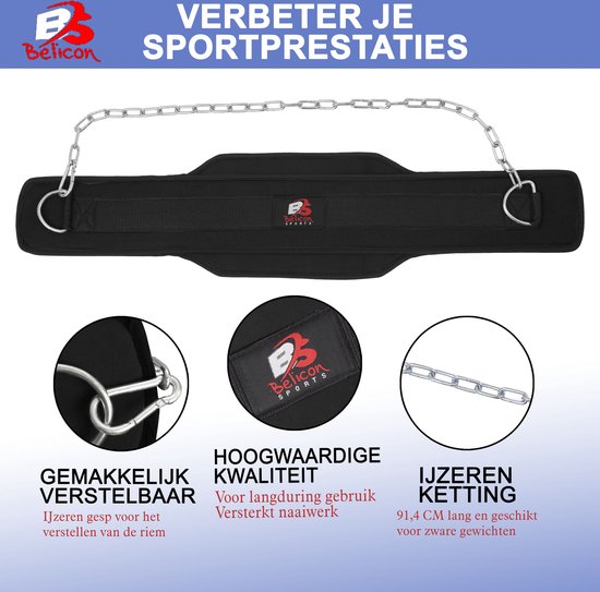 Neopreen Dipping Belt Gewichthefgordel Gym Belt Oefenriem Zware ketting ...