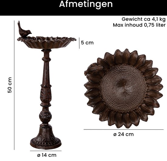Vogelbad op voet - Vogelvoeder - Vogeldrinkbak - Vogelbad op sokkel ...