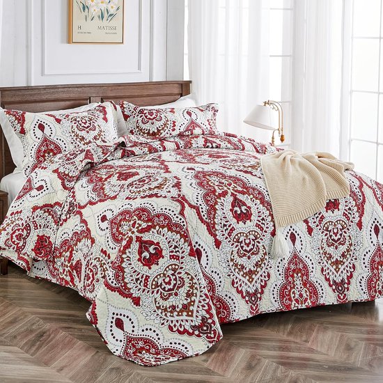 Sprei, bedsprei, 220 x 240 cm, rood, microvezel sprei, set met 2 ...