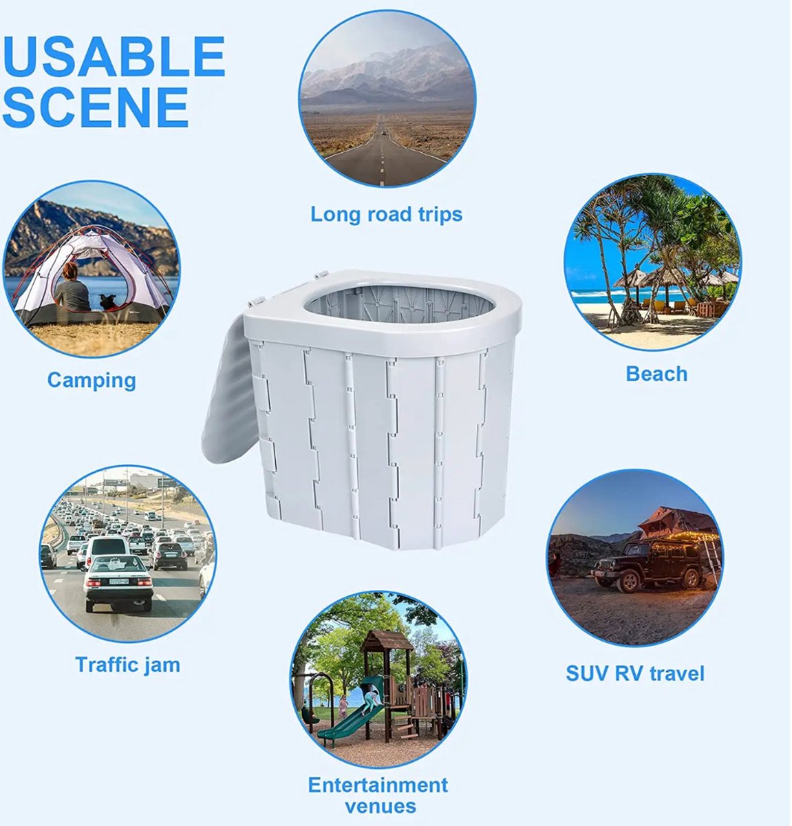 Toiletemmer met Deksel - Mobiel Toilet - Camping Toilet - Draagbaar ...