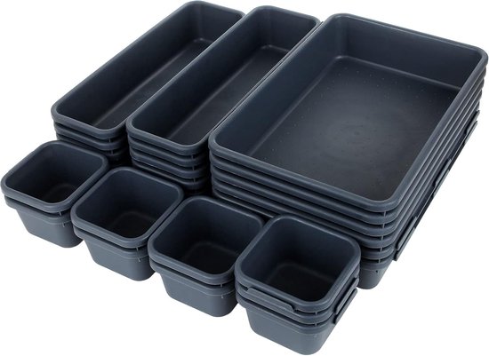 Lade-organizer, 24-delig lade-organizer-systeem met 3 maten opbergdoos ...