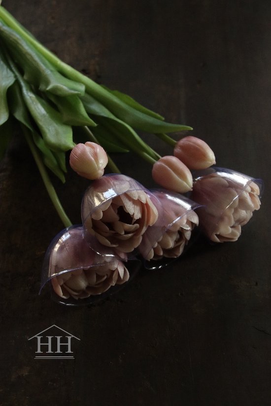 Kunst pioentulpen - donker roze - dubbele tulpen - real touch - 7 ...