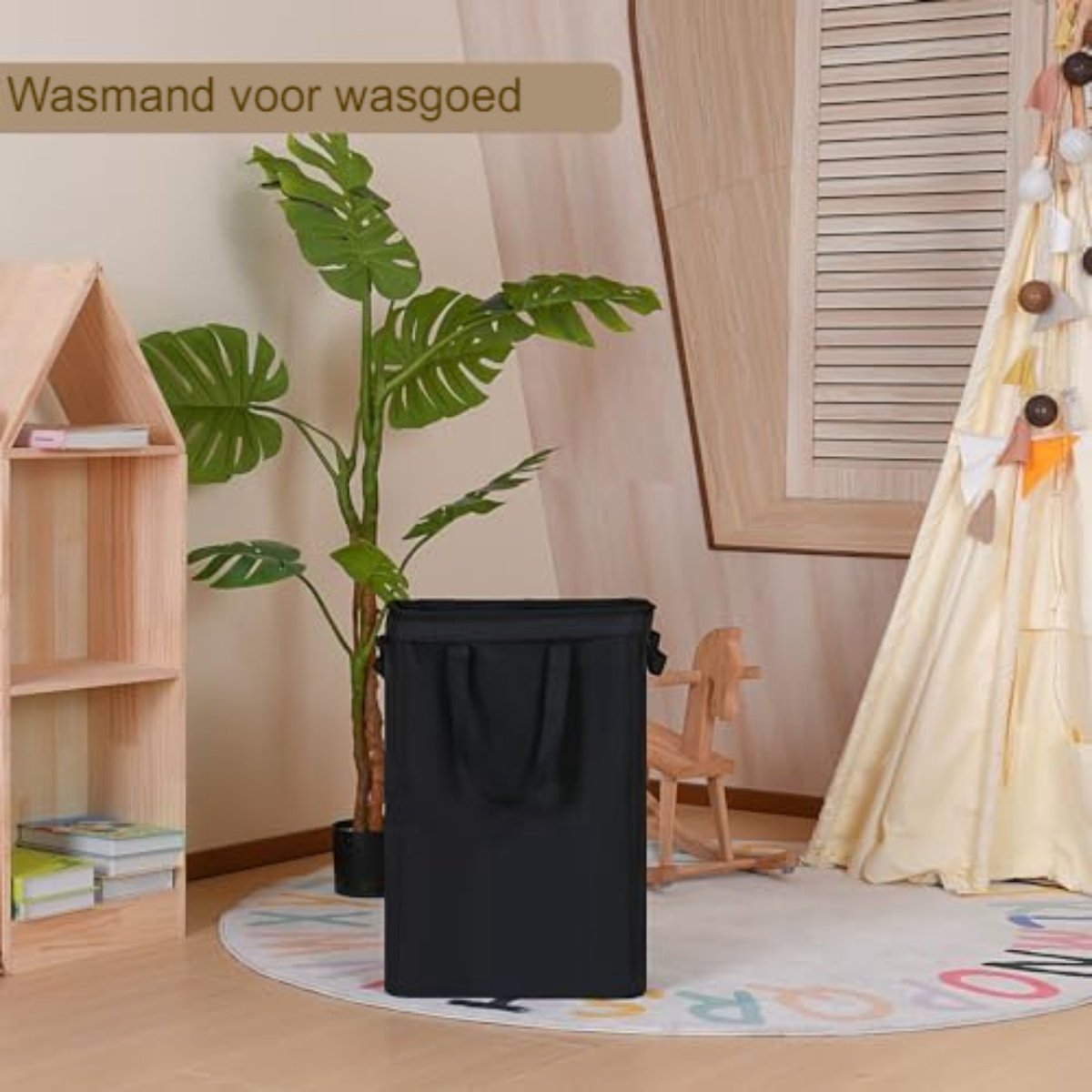 Wasmand Riet - Zwart | bol