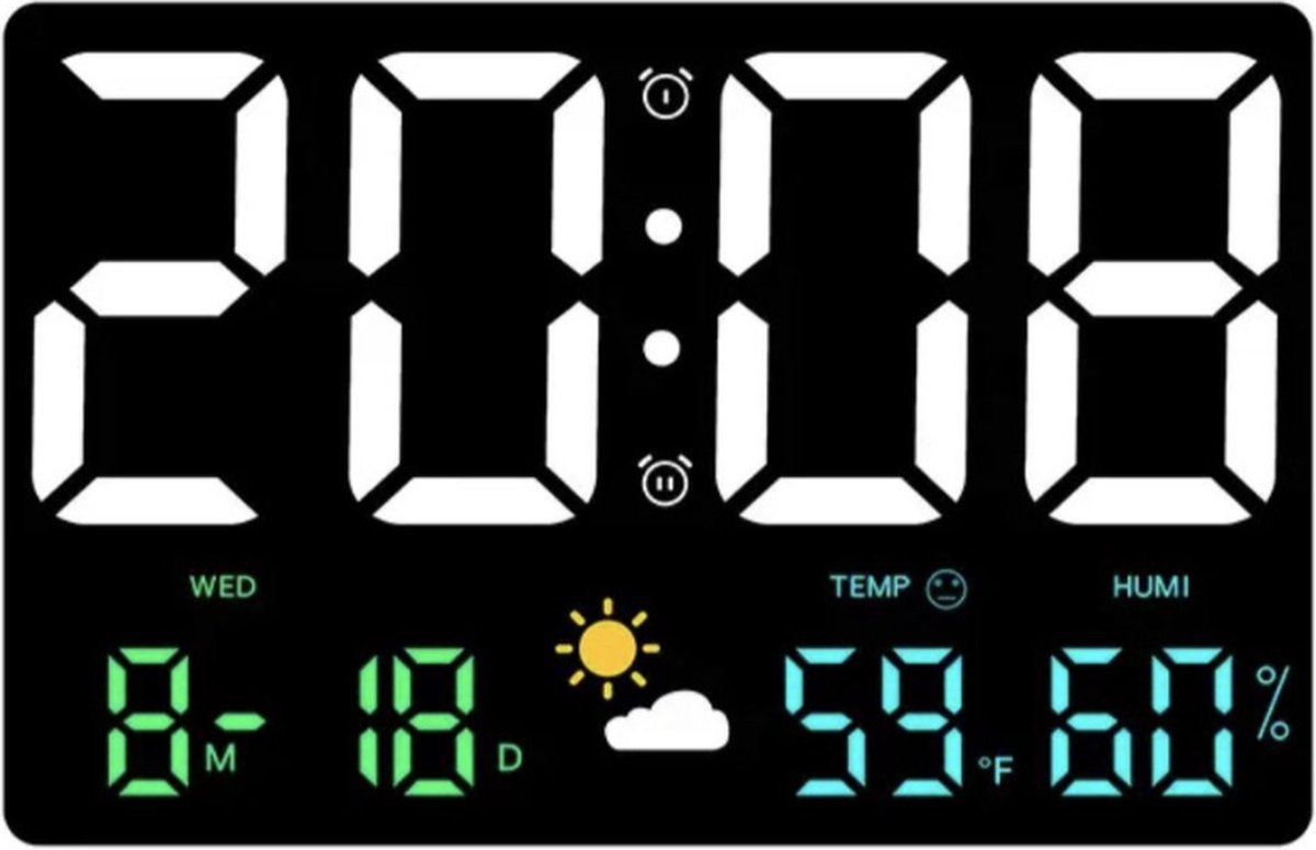 Luxaliving - Digitale Wandklok - Wandklok Groot - LED Scherm - 25x15CM ...