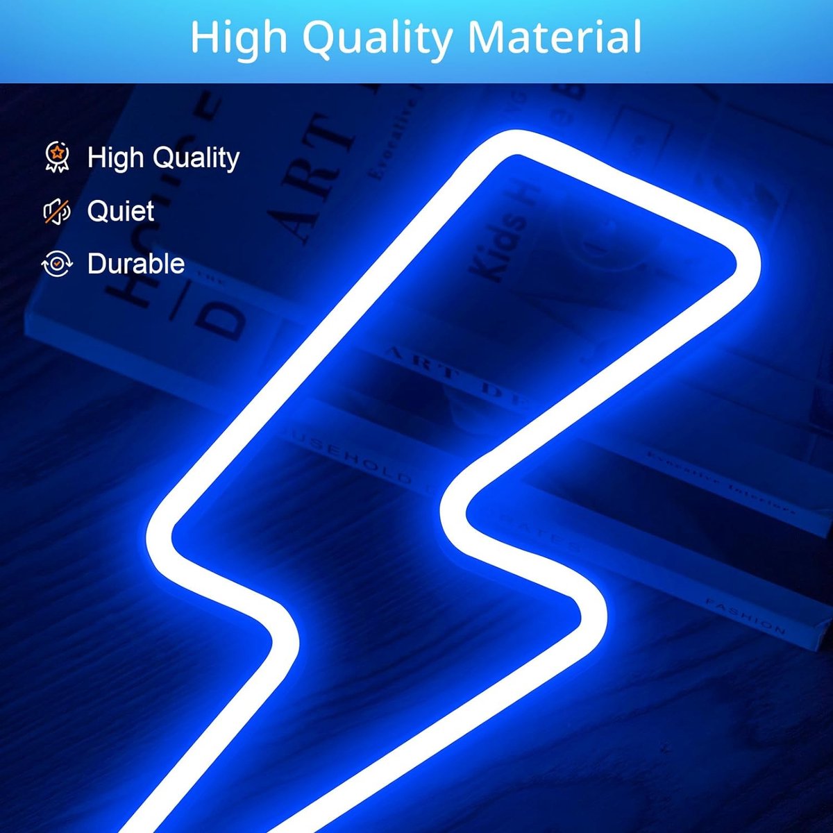 BOTC Neon lamp bliksem- Blauw- Nachtlamp- Neon wandlamp- Neon ...