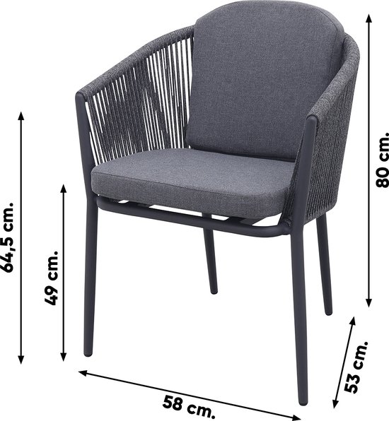 Avalon dining tuinstoel - Anthracite | bol