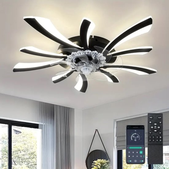 LuxiLamps - 5 Vleugel Ventilator Lamp - Dimbaar Met Afstandsbediening ...