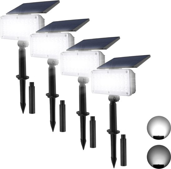 Solar Tuinverlichting - Set van 4 Waterdichte Zonnelampen met 36 LED's ...