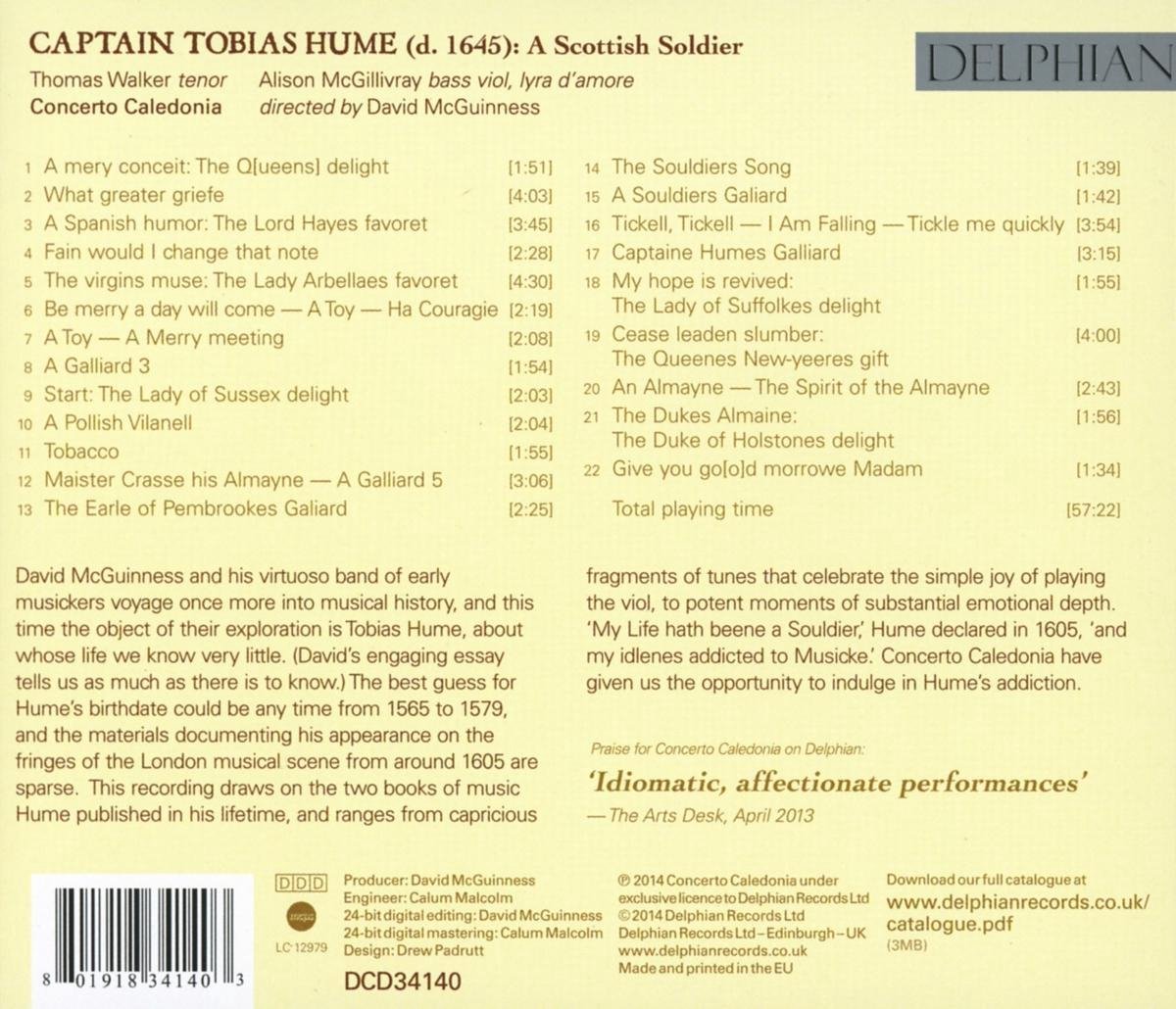 Captain Tobias Hume: A Scottish Soldier, Tobias -captain- Hume | CD ...