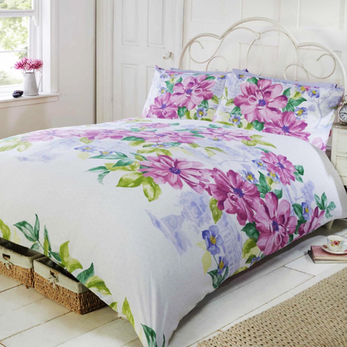 Botanische tuin met bloemen dekbedovertrek - Engelse style - 2 persoons ...