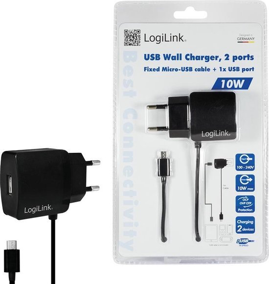 LogiLink Power Adapter Micro PA0146 USB-oplader 2000 mA 2 x USB, Micro-USB-stekker Thuis | bol.com