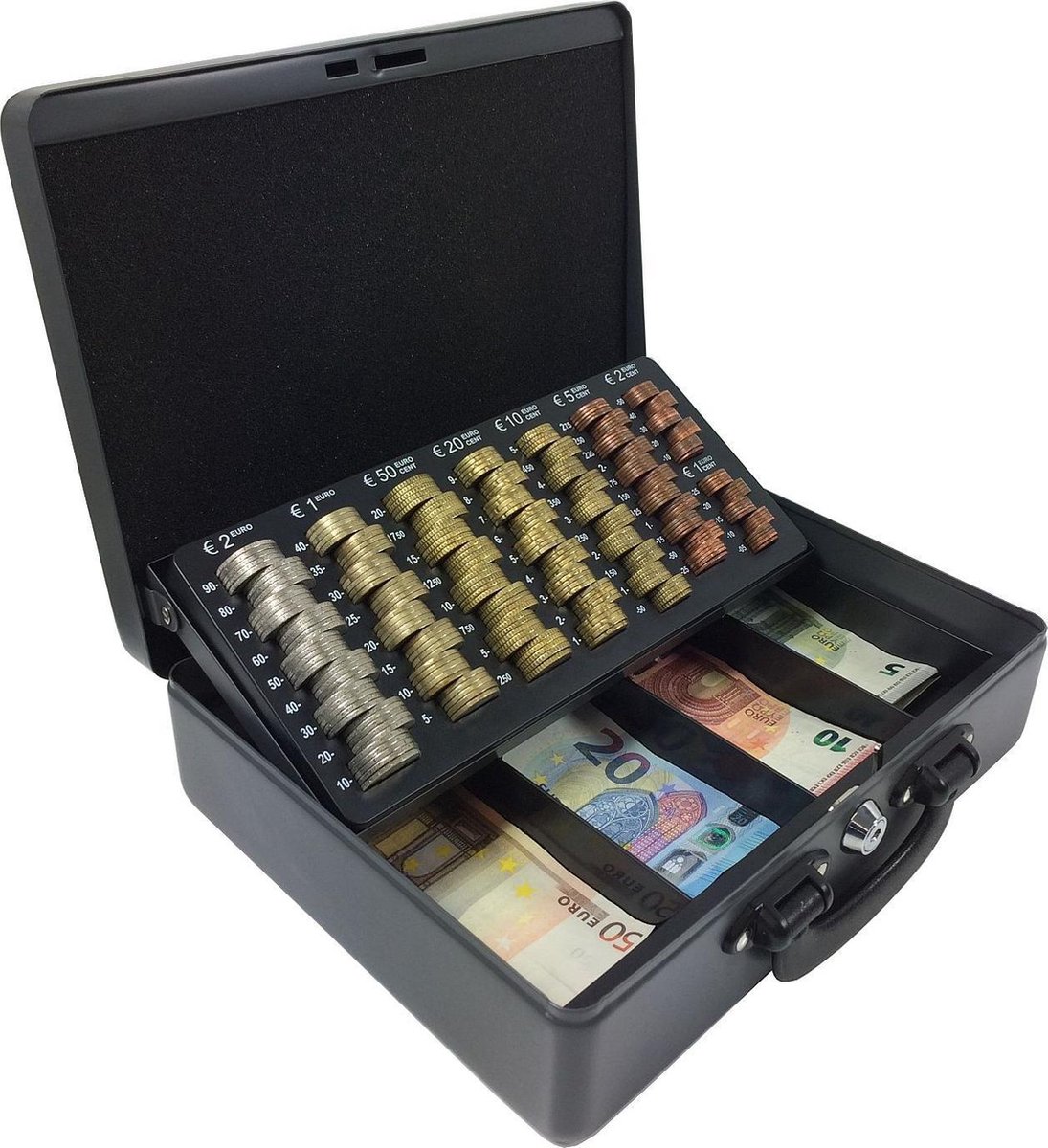 ACROPAQ Geldkistje - Premium, Geldkist groot met sleutel, 30 x 25 x 9 ...