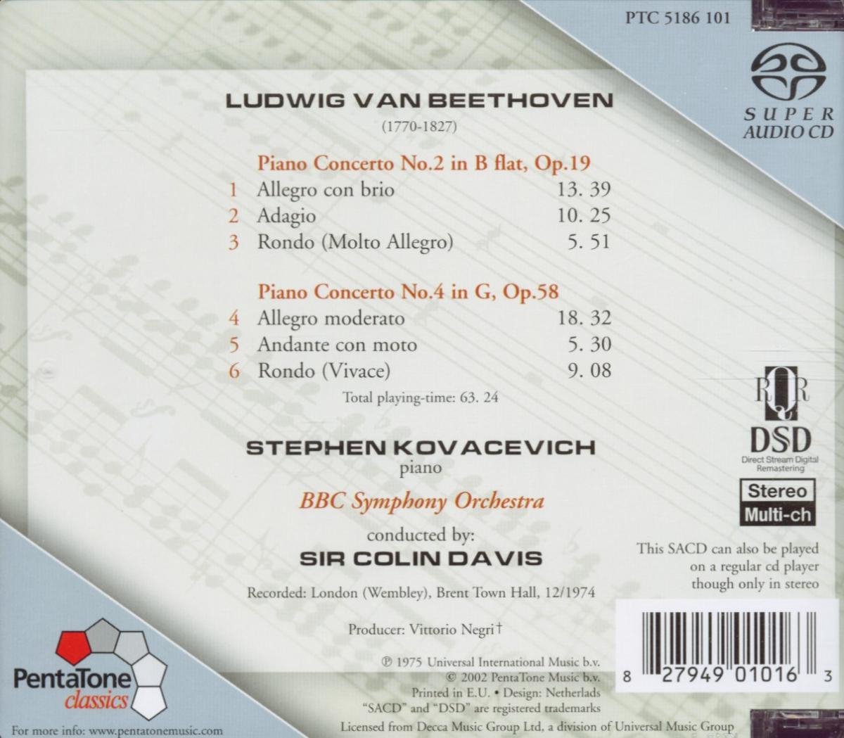 Stephen Kovacevich, Sir Colin Davis - Beethoven: Piano Concertos Nos. 2 & 4 (Super... | bol.com